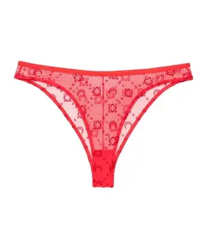 MARINE SERRE Moonogram Flocked Mesh Briefs - Red