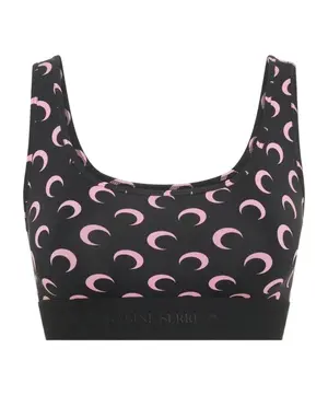 MARINE SERRE Moon-print Sports Bra - Black