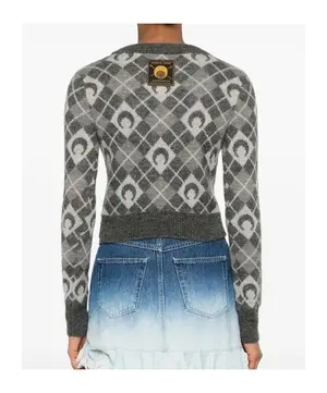MARINE SERRE Moon Argyle Knit Sweater