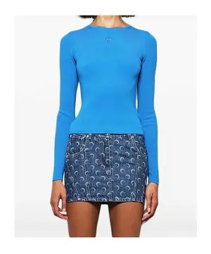 MARINE SERRE Fine-ribbed Long Sleeve Sweater