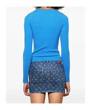 MARINE SERRE Fine-ribbed Long Sleeve Sweater
