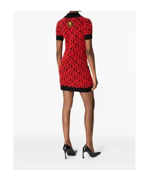 MARINE SERRE Moon Lozenge-knit Polo Dress