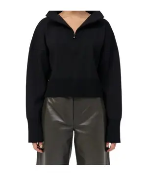 ST. AGNI Milano Quarter-zip Knit Sweater - Black