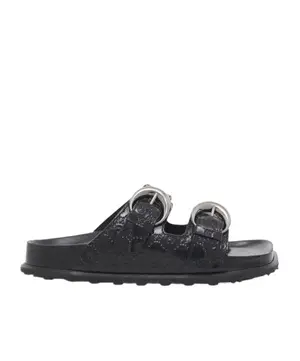 MARINE SERRE Logo Embossed Slippers - Black