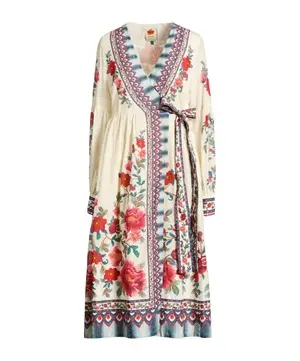 Farm Rio Floral Print Long Sleeve Wrap Dress