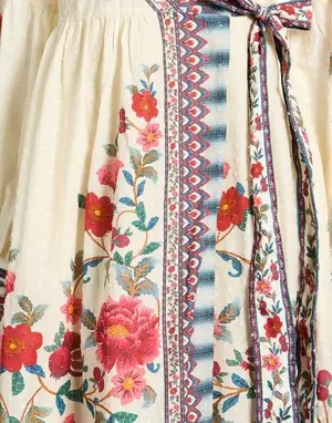 Farm Rio Floral Print Long Sleeve Wrap Dress