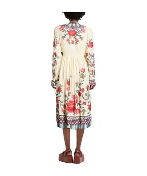 Farm Rio Floral Print Long Sleeve Wrap Dress