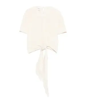 Nanushka Mariel Frayed Detail Top - White