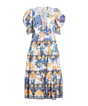 Farm Rio Floral Print Puffed Sleeve Maxi Dress - White