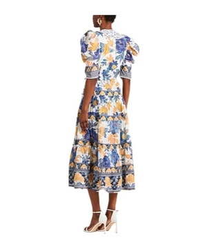 Farm Rio Floral Print Puffed Sleeve Maxi Dress