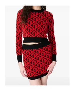 MARINE SERRE Moon Lozenge-knit Mini Skirt