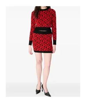 MARINE SERRE Moon Lozenge-knit Mini Skirt