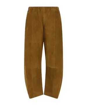 Khaite Khaite Clover Elasticated-Waist Wide-Leg Trousers Brown