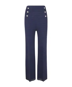 TWINSET Crochet Detailed Knitted Pants - Blue