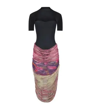 MARINE SERRE Short-sleeved Panelled Midi Dress