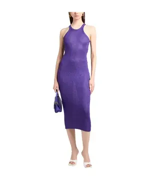Sportmax Sleeveless Metallic Knit Midi Dress