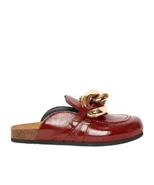 J.W.ANDERSON Chain-detail Leather Loafer Mules - Brown