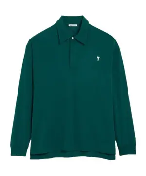 AMI Paris Cotton De Coeur Polo - Green