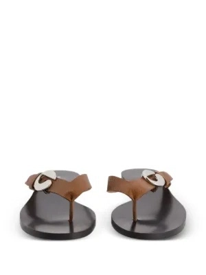 Coperni Lizard-effect Buckle Thong Sandals - Gray