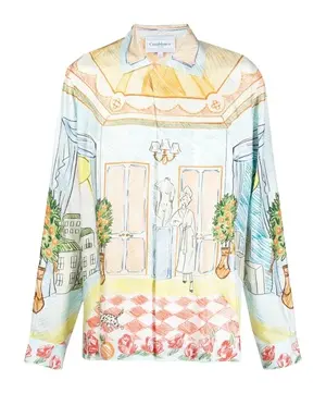 Casablanca Graphic-print Long-sleeve Shirt - White