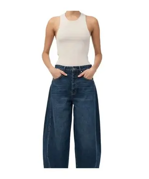 ST. AGNI Ribbed Racer-back Top - Blue