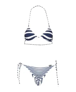 JEAN PAUL GAULTIER Striped Lace-up Bikini - Blue