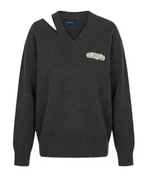 Simone Rocha Embellished Cut-out V-neck Sweater - Black