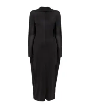 Jacquemus Long-sleeved Draped Panel Midi Dress - Black