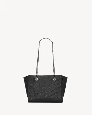 Saint Laurent Niki Small Shopping Bag In Vintage Leather - Black