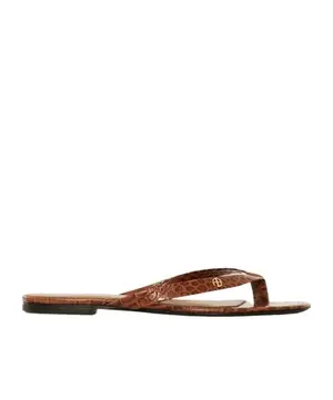 ANINE BING Noelle Croc-embossed Flat Sandals