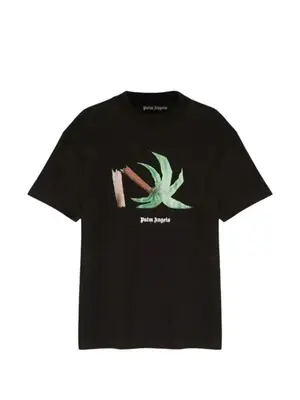Palm Angels Distressed Palm Tree Print T-shirt