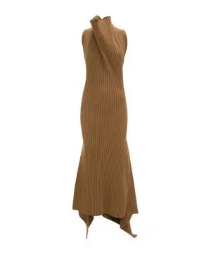 Victoria Beckham Ribbed Draped Midi Dress