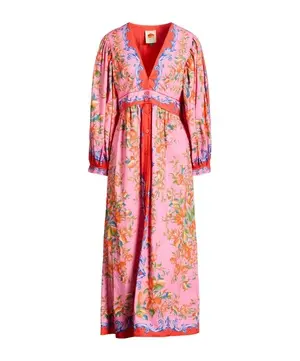 Farm Rio Floral Print Puff Sleeve Flared Maxi Dress