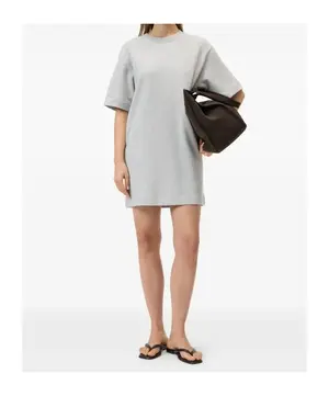 Closed Short-sleeve Crewneck Mini Dress With Pockets