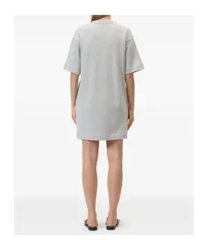 Closed Short-sleeve Crewneck Mini Dress With Pockets
