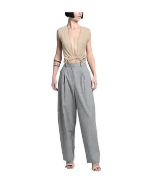 Jacquemus Two-tone Knit Sleeveless Top With Deep V-neck - Beige
