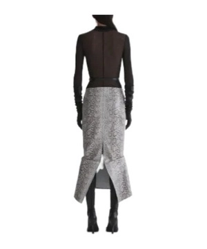 MUGLER High Neck Long Sleeve Top - Gray