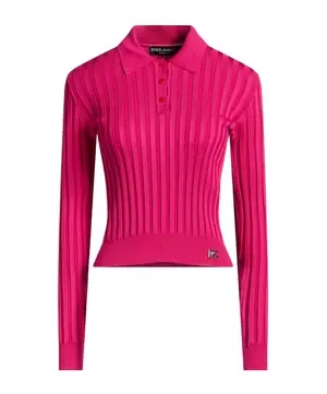 Dolce & Gabbana Solid-colored Ribbed Knit Top - Magenta