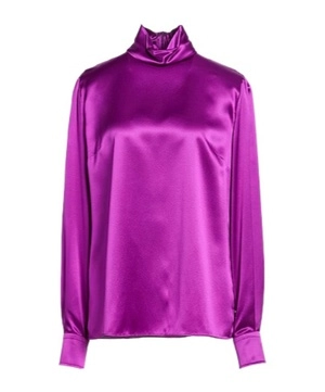 Dolce & Gabbana Solidcolor Satin Longsleeve Top - Purple