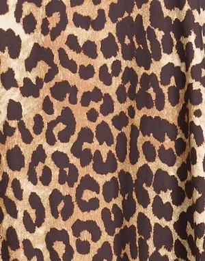GANNI Leopard Print Sleeveless Ruffled Dress