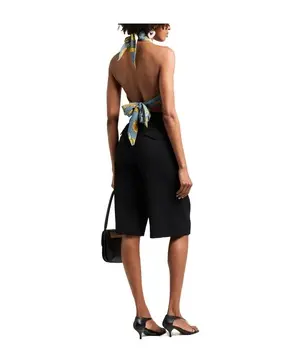 Dolce & Gabbana Printed Crepe Halterneck Crop Top
