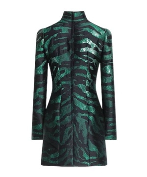 Dolce & Gabbana Multicolor Metallic Jacquard Tiger Print Long Sleeve Turtleneck Mini Dress