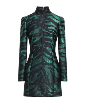 Dolce & Gabbana Multicolor Metallic Jacquard Tiger Print Long Sleeve Turtleneck Mini Dress