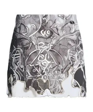 DIESEL® Flared Mini Skirt With Tulle Overlay - Grey