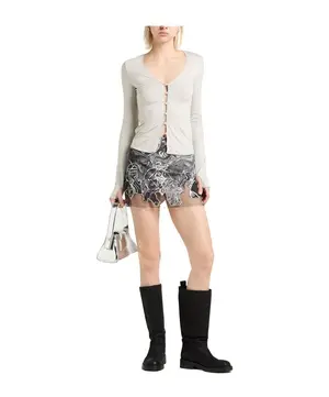 DIESEL® Flared Mini Skirt With Tulle Overlay - Grey