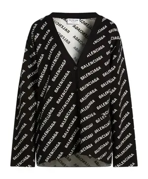 Balenciaga Lightweight Knit Fabric V-neck Long Sleeves - Black