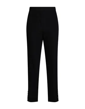 Burberry Tapered Flannel Trousers With Satin Trim