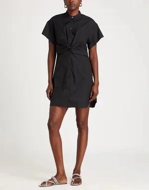 Rag & Bone Draped Twist Shirt Dress - Black