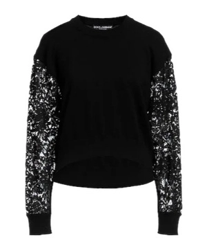 Dolce & Gabbana Solidcolor Lace Knit Top - Black