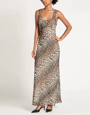 GANNI Sleeveless Leopard Print Georgette Maxi Dress